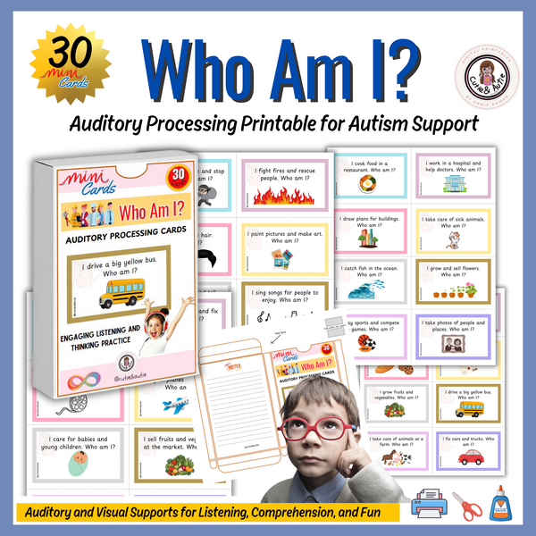 Who Am I? Job Guessing Cards for Kids with Autism ( JOBS) APD autism ...